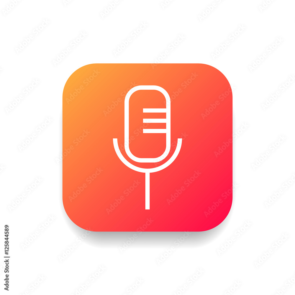 Microphone icon vector, clip art. Also useful as logo, square app icon ...