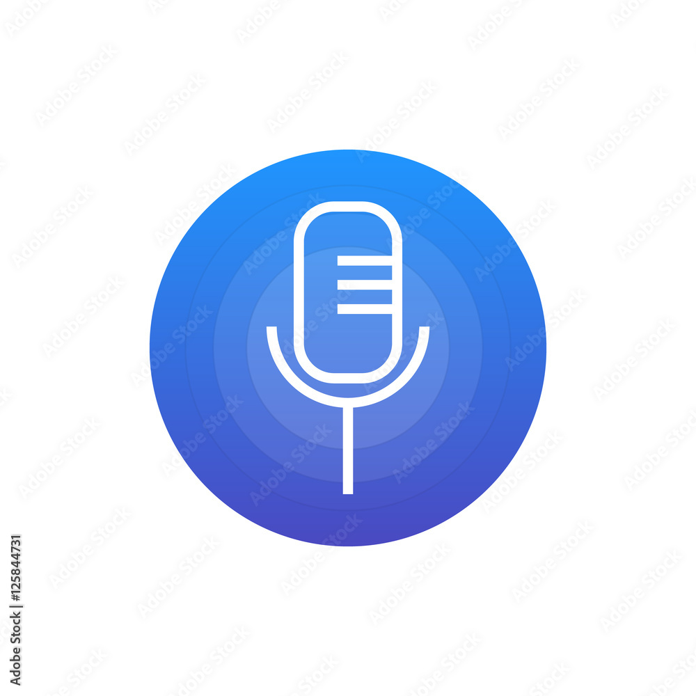 Microphone icon vector, clip art. Also useful as logo, circle app icon ...