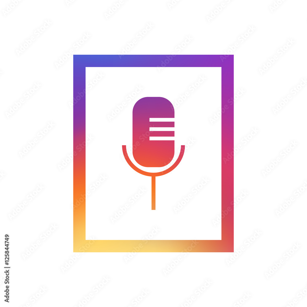 Microphone logo vector, clip art. Also useful as icon, web UI element ...