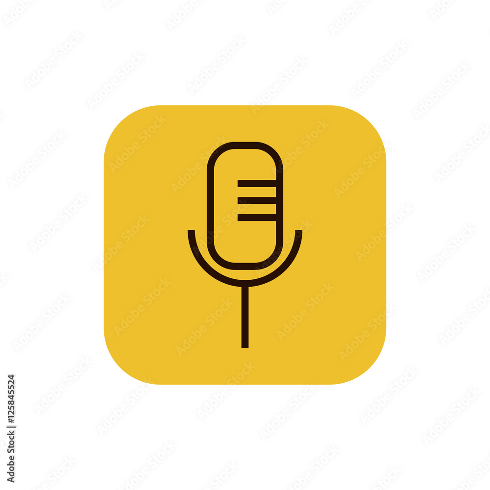 Microphone icon vector, clip art. Also useful as logo, square app icon ...