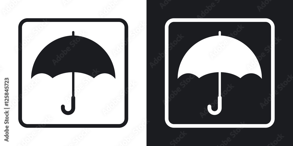Keep dry packaging symbol. Two-tone version on black and white ...