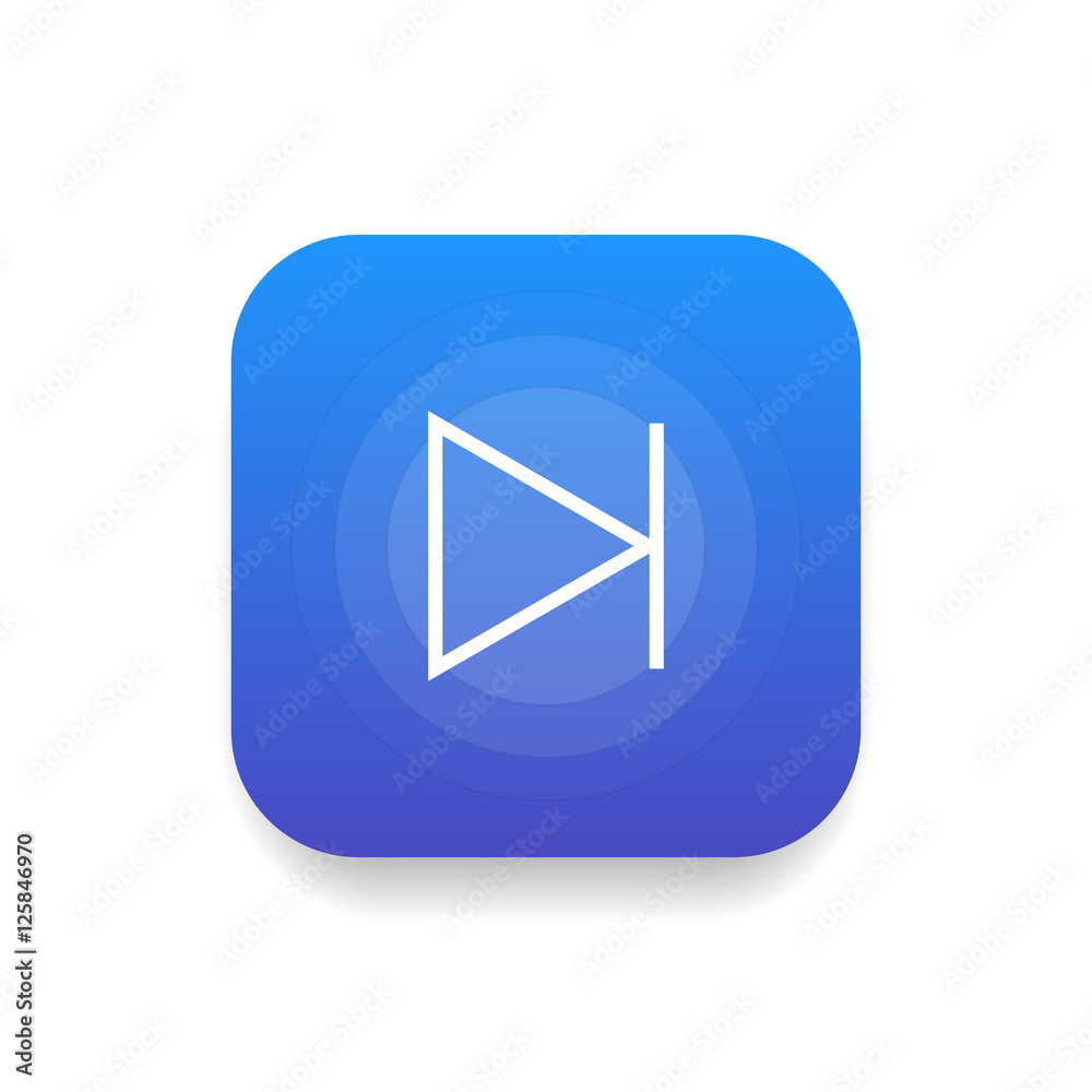 Next track icon vector, clip art. Also useful as logo, square app icon, web UI element, symbol ...