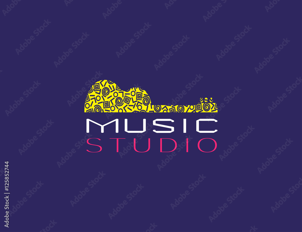 Music icon concept. Musical studio logo design template in modern swiss ...