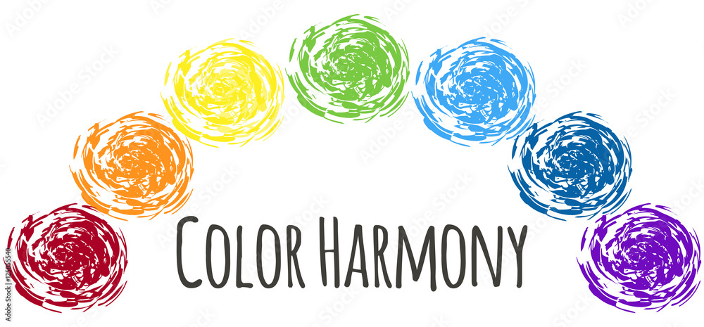 Basic Color Theory. Color Harmony. Multi-colored round forms . Vector ...