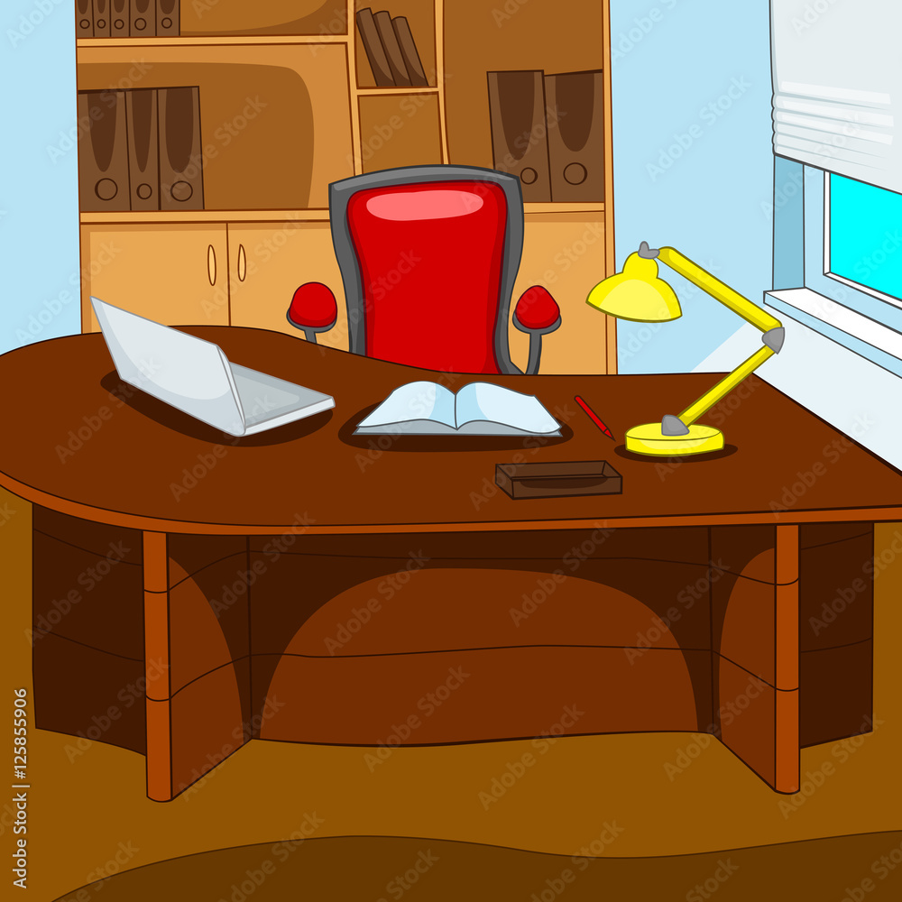 Cartoon background of workplace at office. Stock Illustration | Adobe Stock