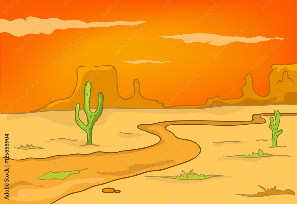 Cartoon background of desert landscape. Stock Illustration | Adobe Stock