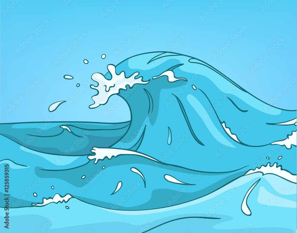 Cartoon background of sea landscape. Stock Illustration | Adobe Stock