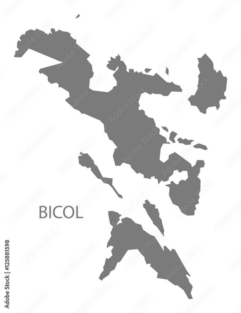 Bicol Philippines Map grey Stock Illustration | Adobe Stock