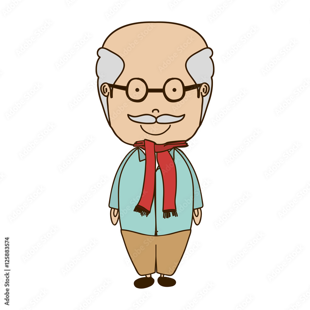 cartoon old man smiling over white background. vector illustration ...