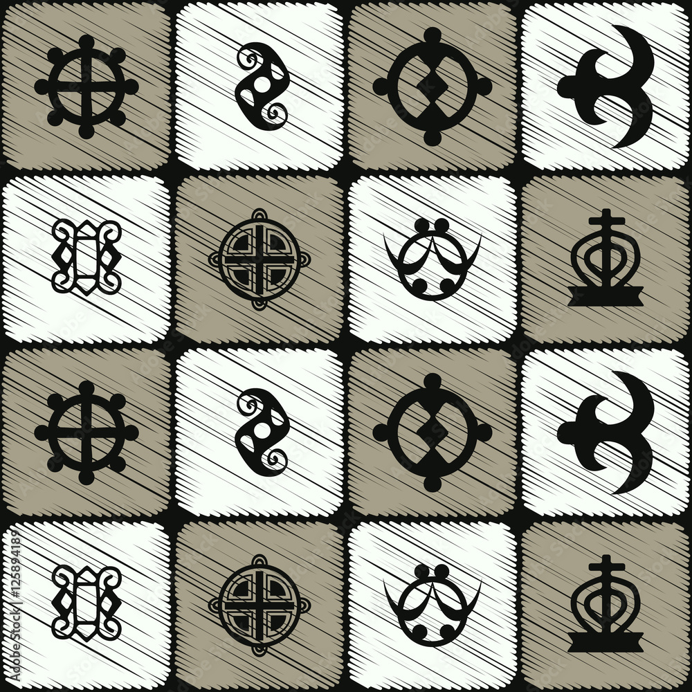 seamless pattern with adinkra symbols for your design Stock Vector ...