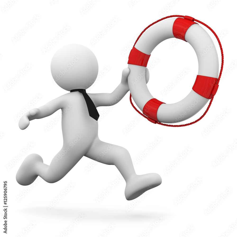 omino 3d che corre con salvagente Stock Illustration | Adobe Stock