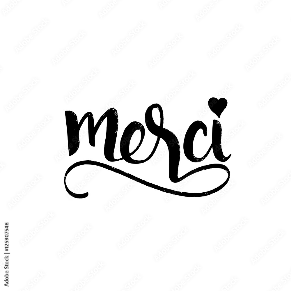 Merci handwritten lettering Stock Vector | Adobe Stock