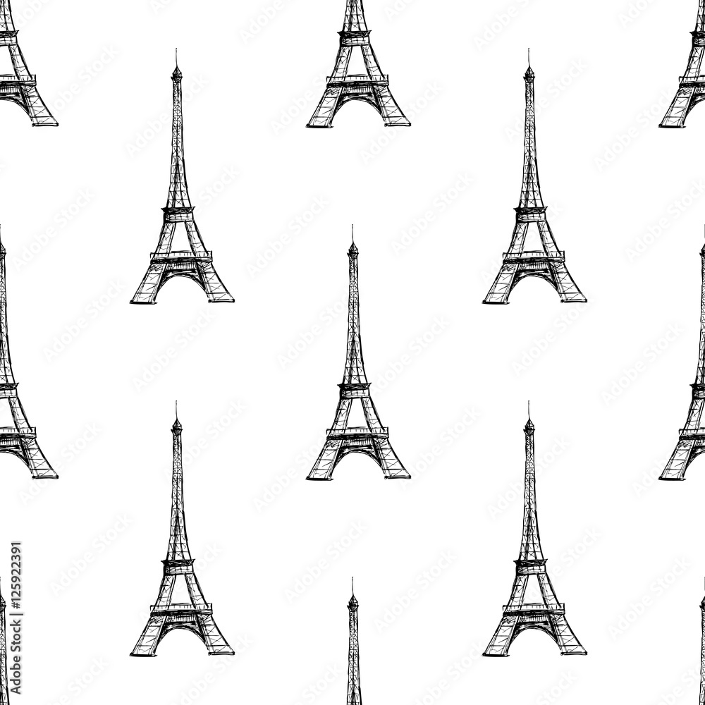 Seamless pattern with Eiffel Tower Stock Illustration | Adobe Stock