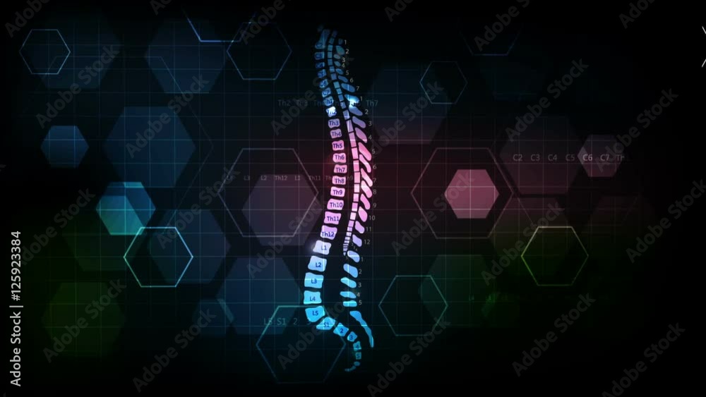 Spine health care abstract dark colorful background. Human spine ...