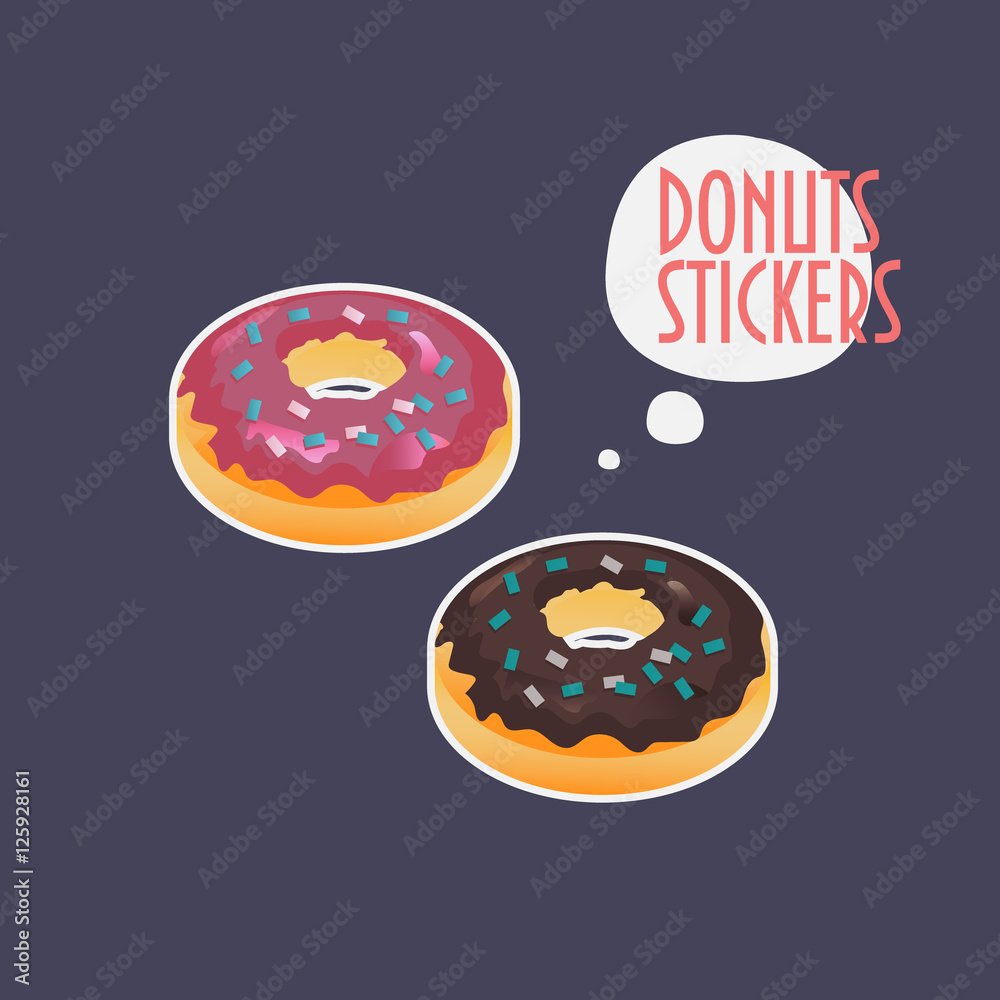 Glazed Doughnuts food icon stickers with a colorful sugar on it and the ...