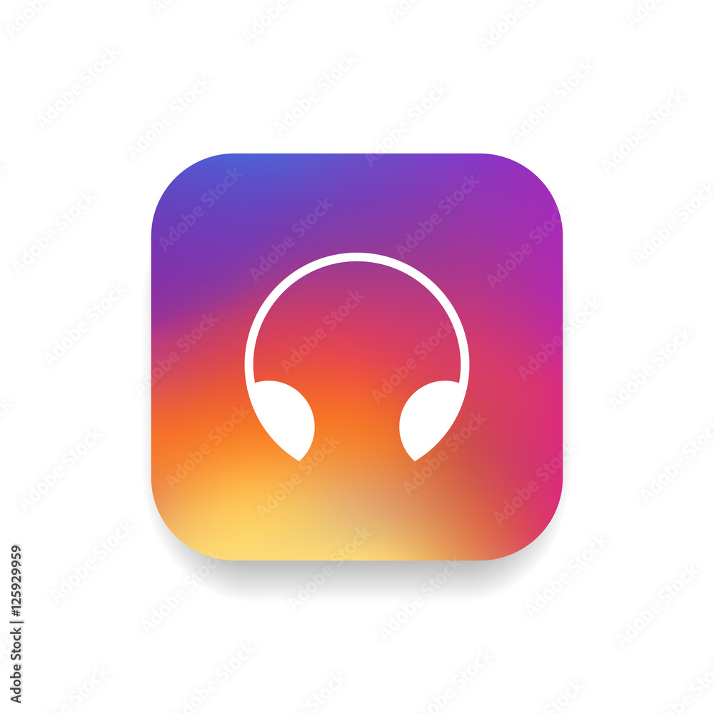 Headphone icon vector, clip art. Also useful as logo, square app icon ...