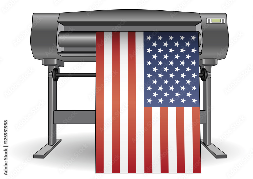 Plotter printing USA flag Stock Vector | Adobe Stock