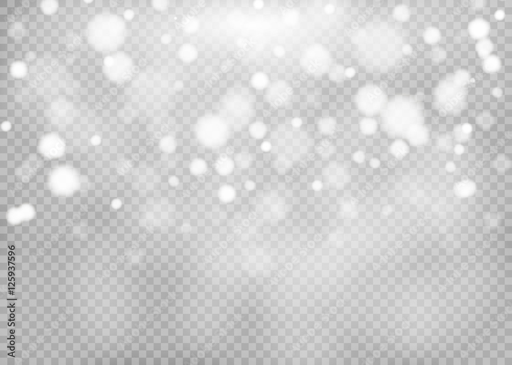 Vector falling snow effect isolated on transparent background with ...