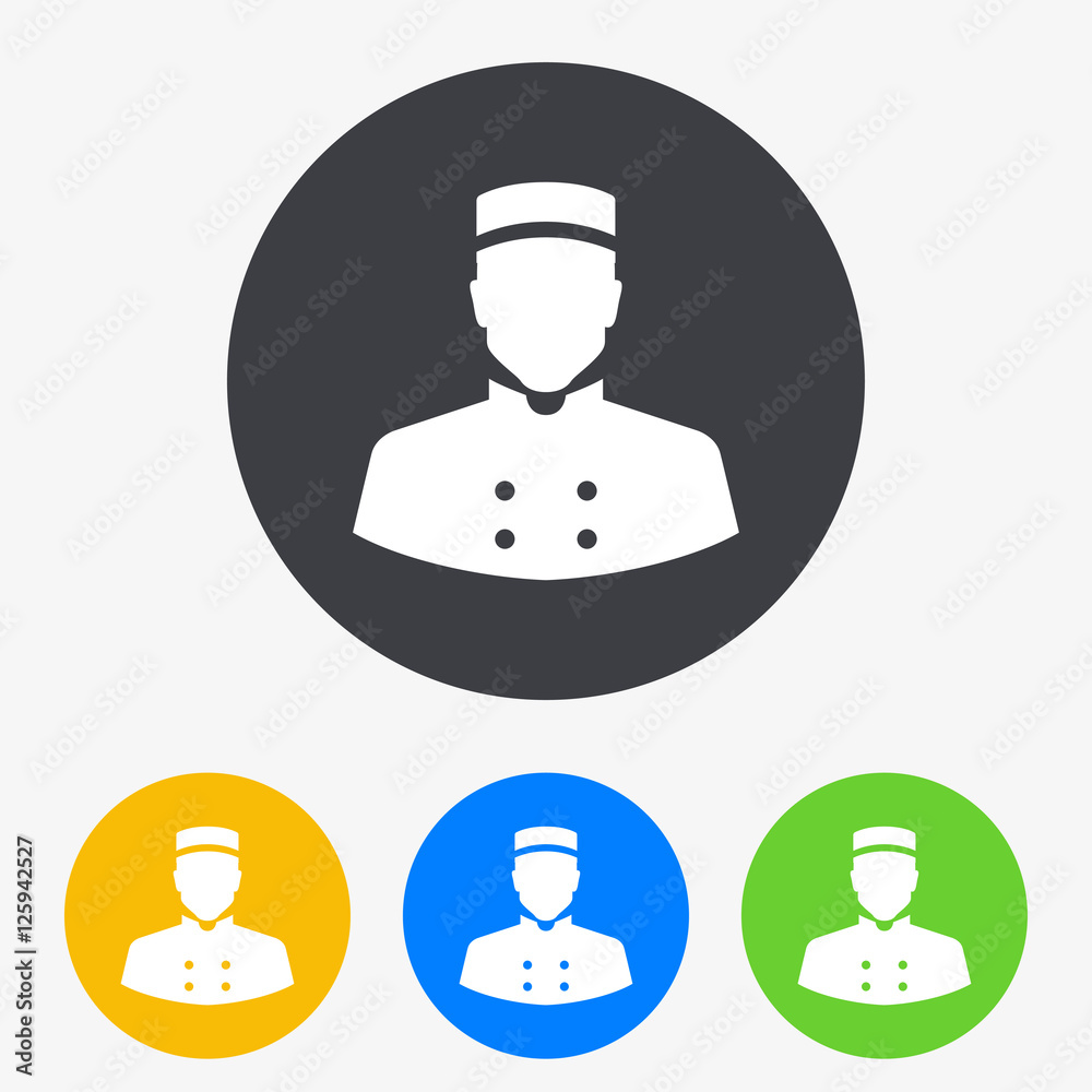 Icono plano silueta botones hotel en circulo varios colores Stock ...