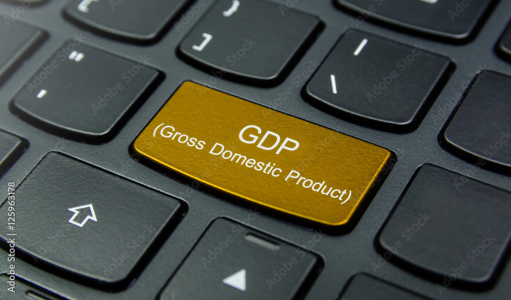 Business Concept: Close-up the GDP (Gross Domestic Product) button on ...