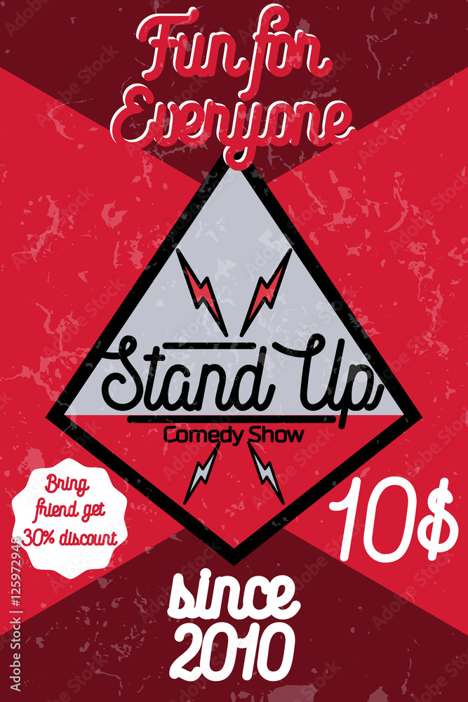 Color vintage Stand up comedy show poster Stock Vector | Adobe Stock