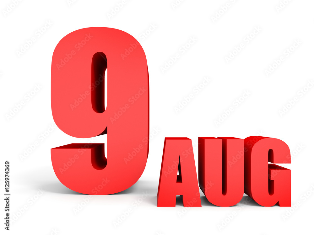 August 9. Text on white background. Stock Illustration | Adobe Stock