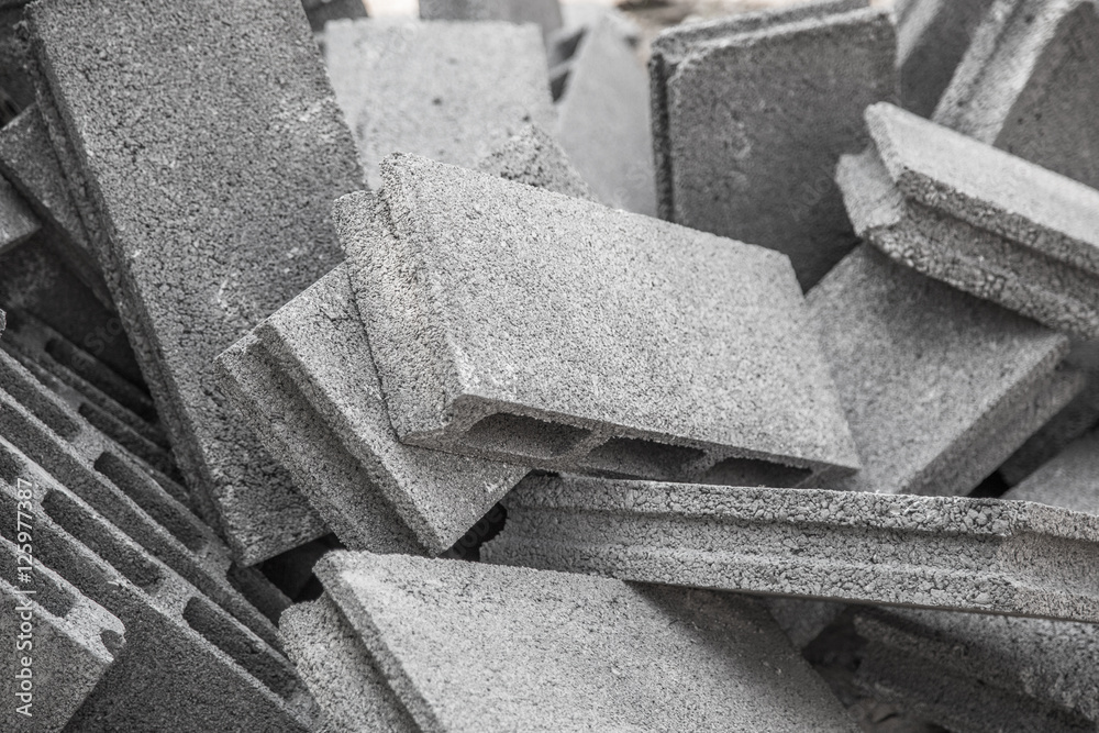 Building materials concrete blocks at the building place, Concrete ...