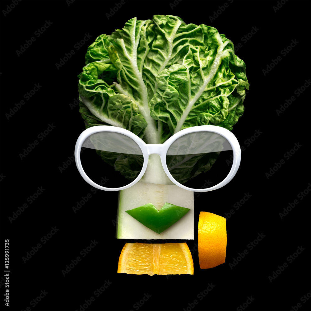 Tasty art / Quirky food concept of cubist style female face in ...