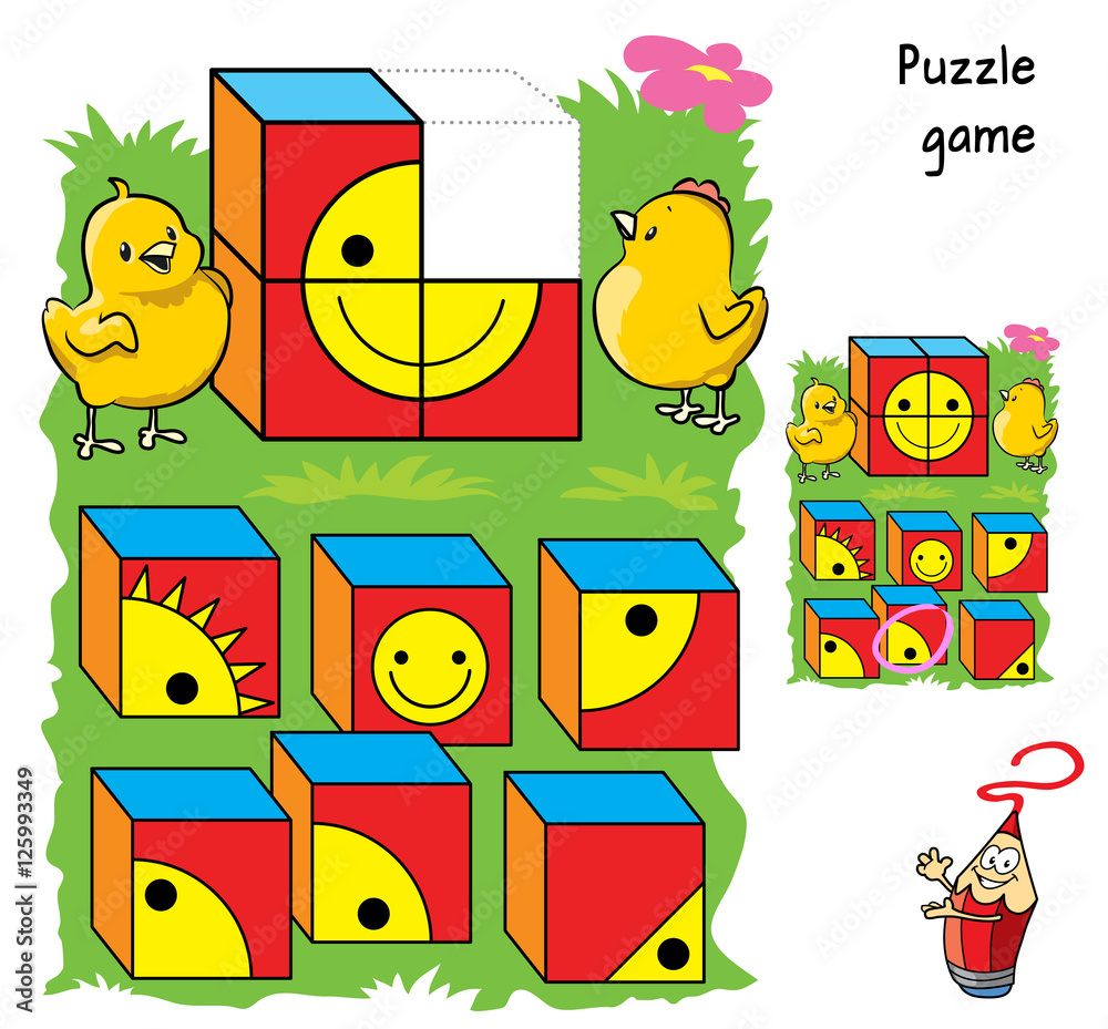 Help chickens to complete the figure - draw the cube with the right ...