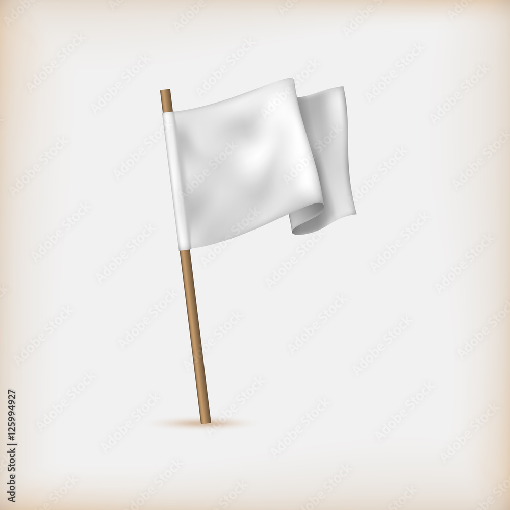 Realistic White Flag Icon. Surrender Concept. Banner Template. V Stock ...