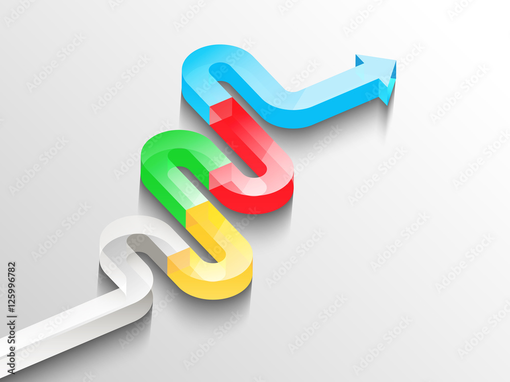 Road way location infographic template with a phased structure. Winding road timeline. Stylish ...