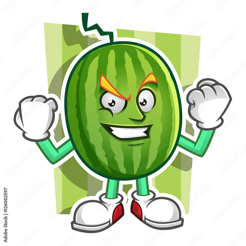 Strong and confident Watermelon mascot, Watermelon character ...