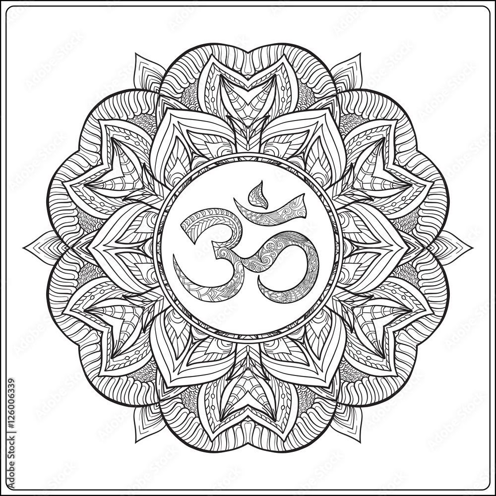 Vector Beautiful Deco Mandala with OM sign, Patterned Design Ele Stock ...