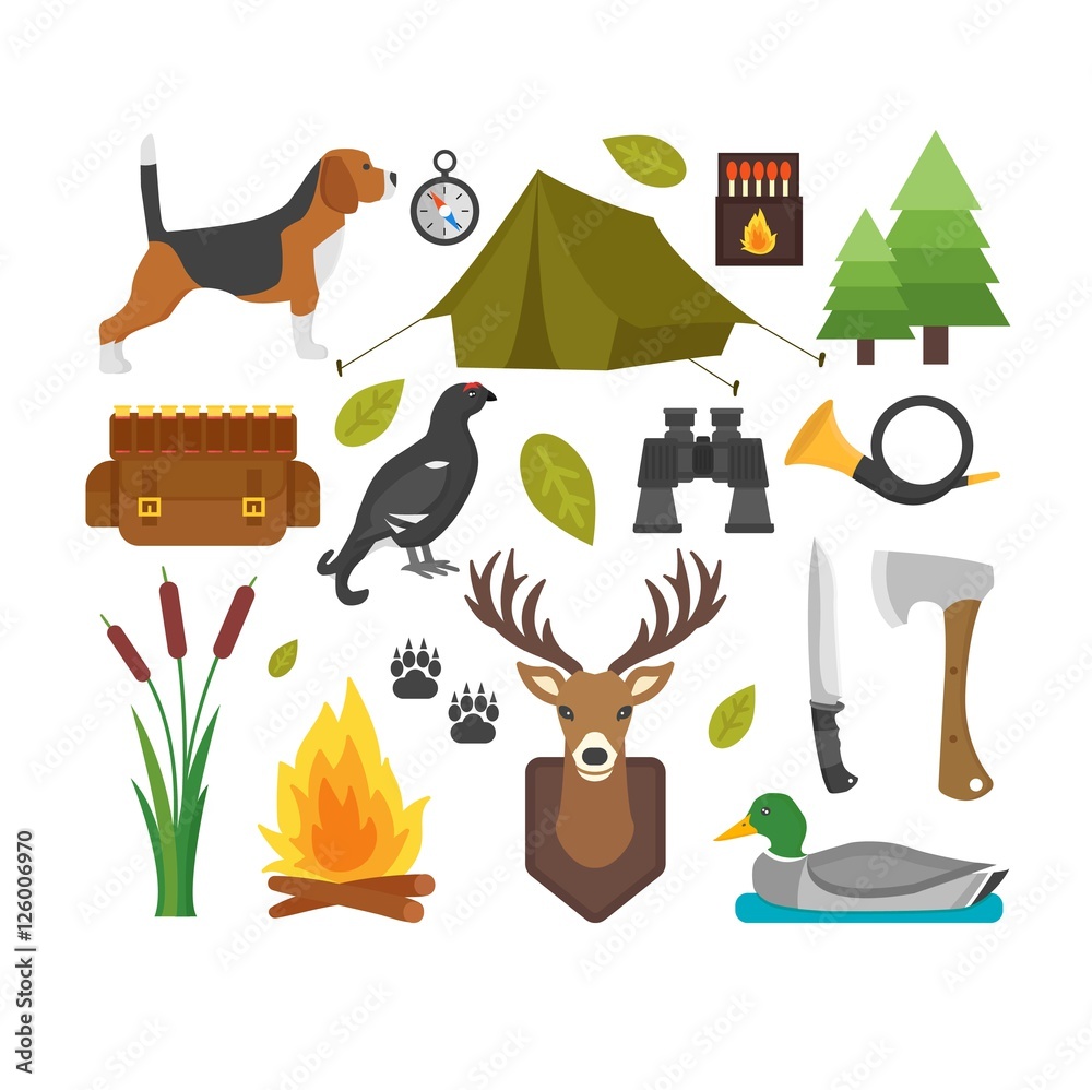 Hunting symbols vector set. Stock Vector | Adobe Stock