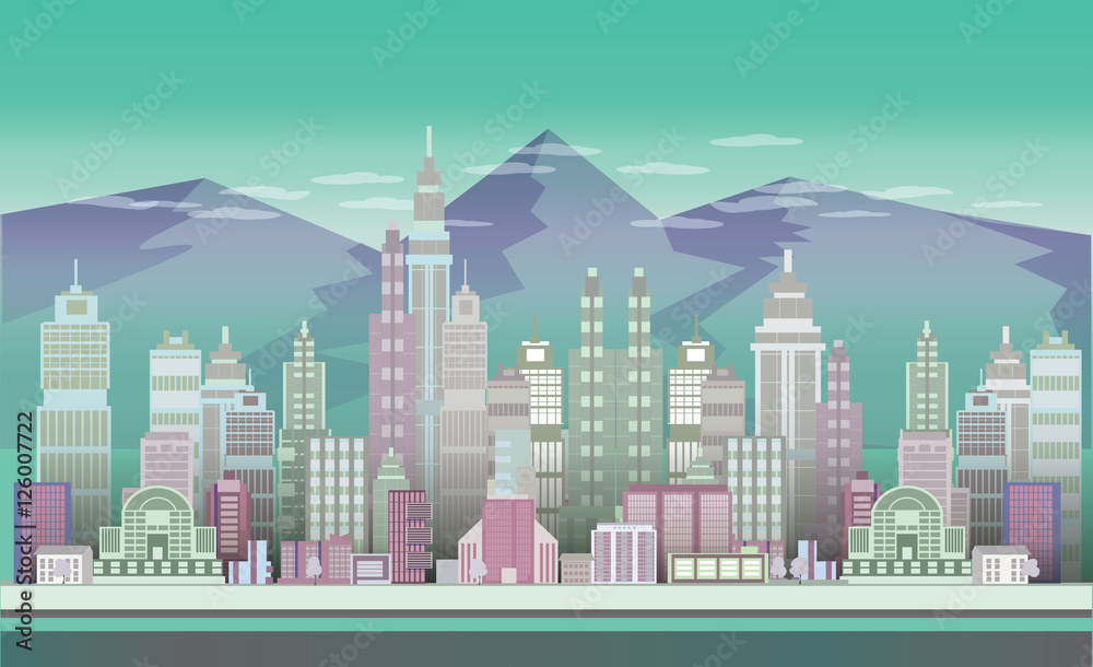 City Game Backgrounds with mountains ,2d game application. Vector ...