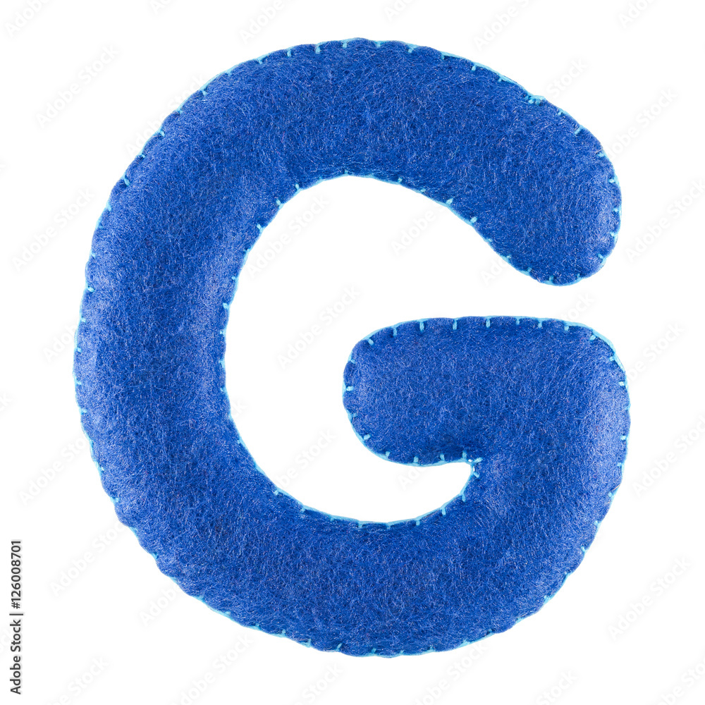 G- letter from blue felt. Collection of colorful handmade English ...