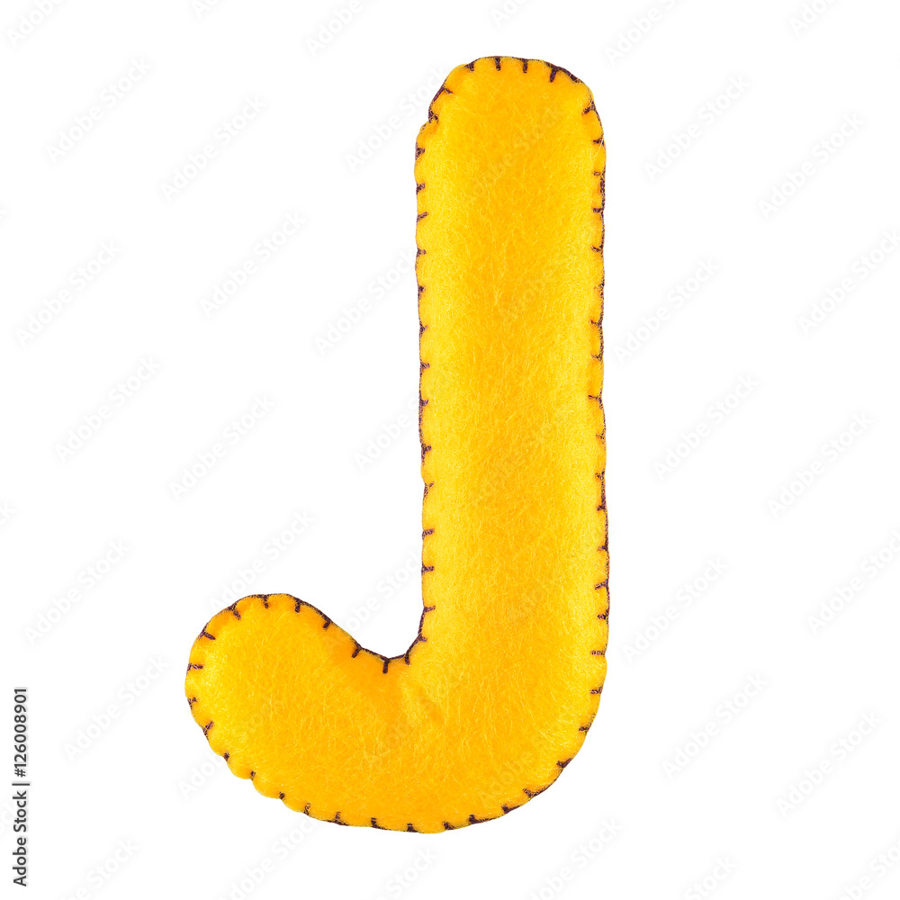 J- letter from yellow felt. Collection of colorful handmade English ...