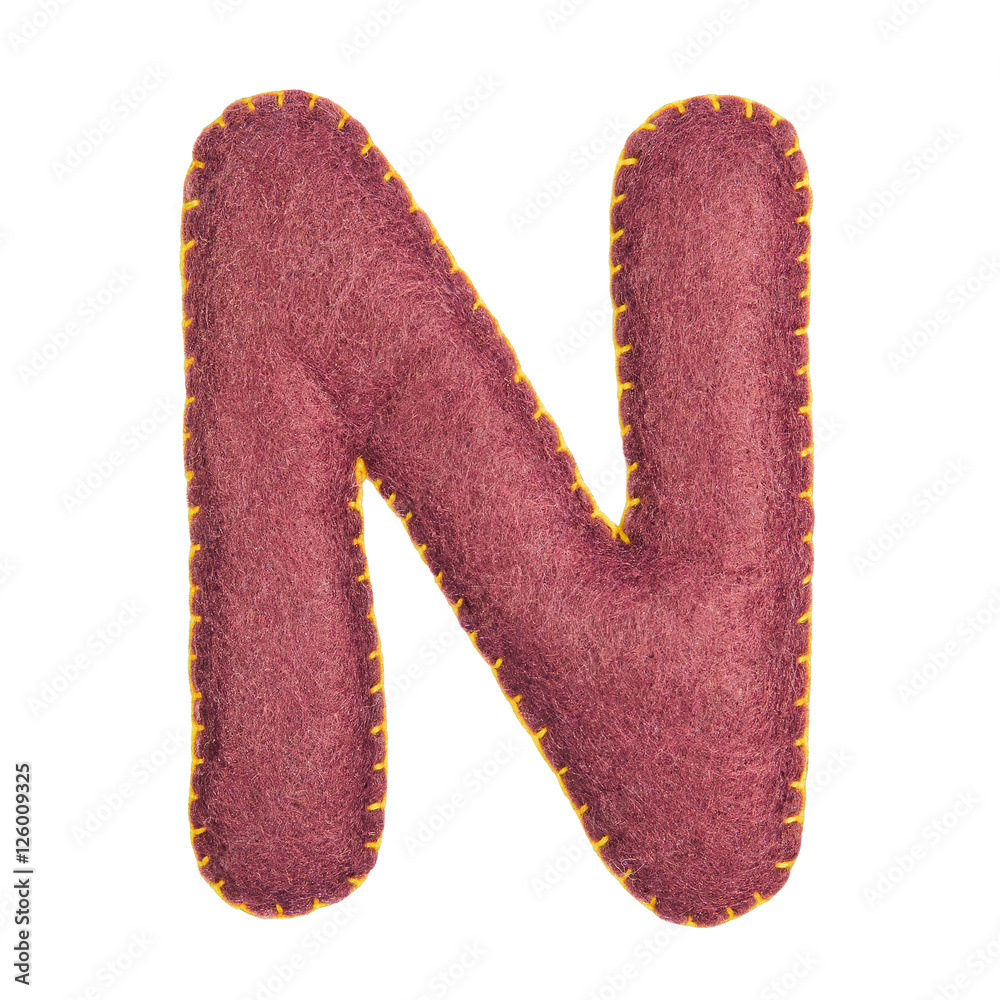 N- letter from purple felt. Collection of colorful handmade English ...