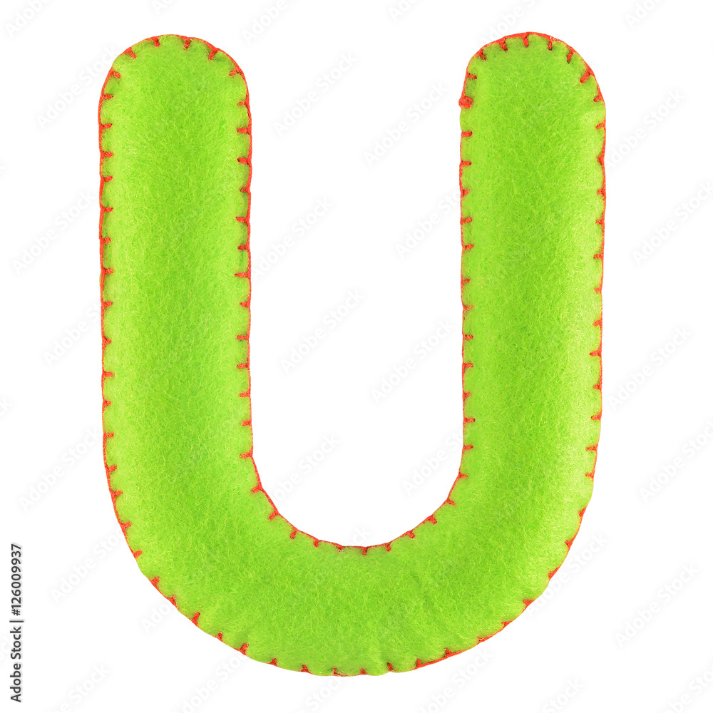 U- letter from green felt. Collection of colorful handmade English ...