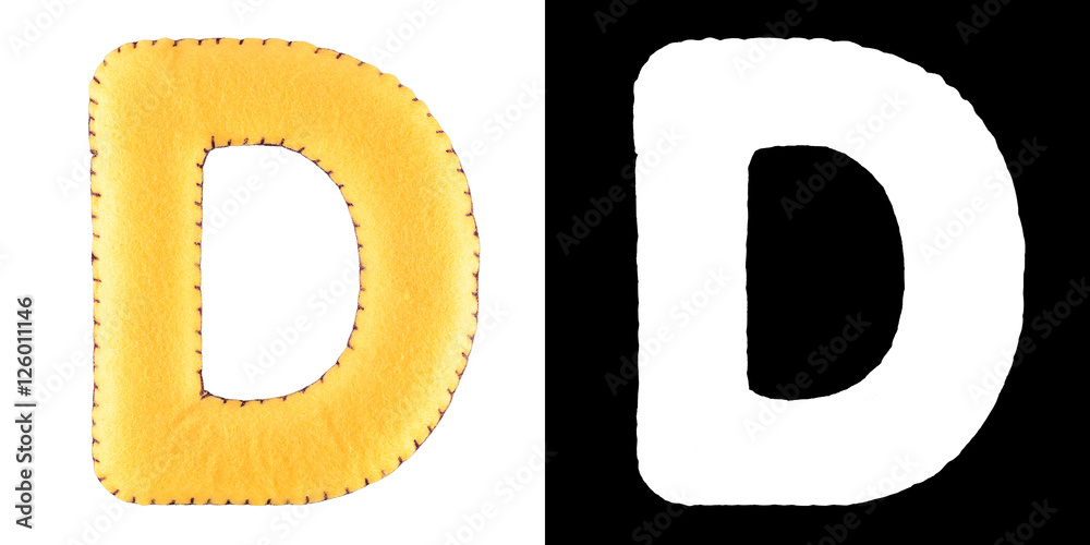 D- letter from yellow felt. Collection of colorful handmade English ...