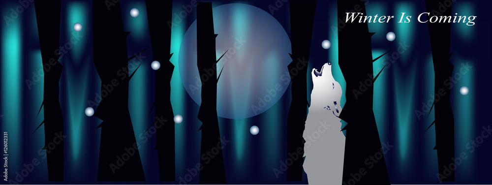 Banner for facebook cover with night forest wolf and moon Stock Vector ...