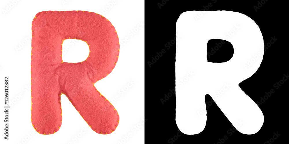R- letter from red felt. Collection of colorful handmade English ...