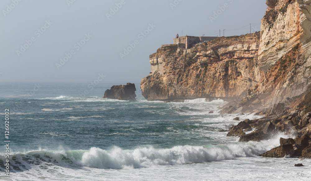 Nazare Portugal Lighthouse Cliff
