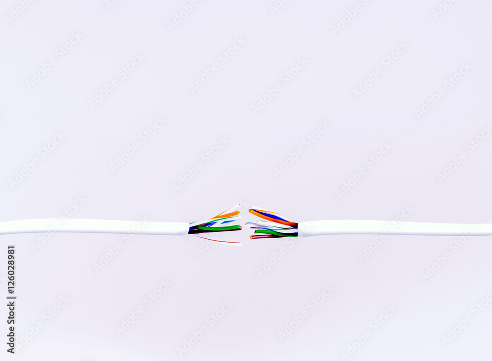 Cut off electrical wire isolated on white background. Stock Photo ...