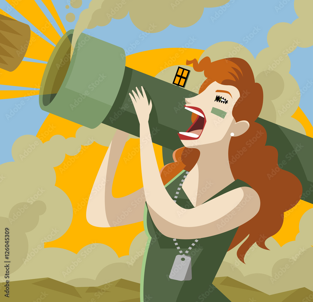 woman shooting a bazooka Stock Vector | Adobe Stock