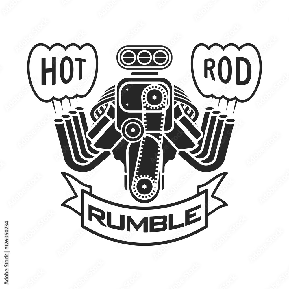 engine hot rod muscle car speedster logo t-shirt poster banner vector ...