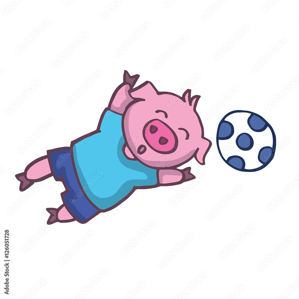 Pig playing football cartoon design Векторный объект Stock | Adobe Stock