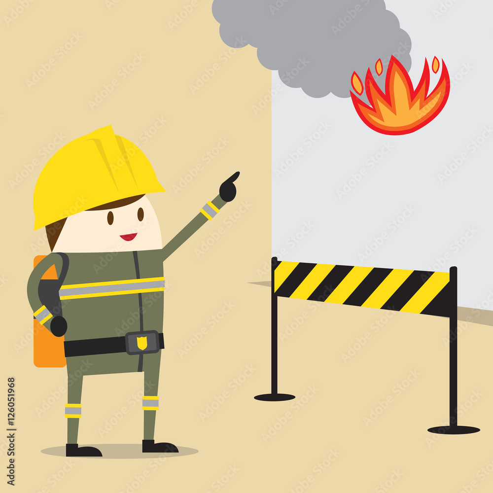 fireman kid. firefighter profession. Vector illustration Stock Vector ...