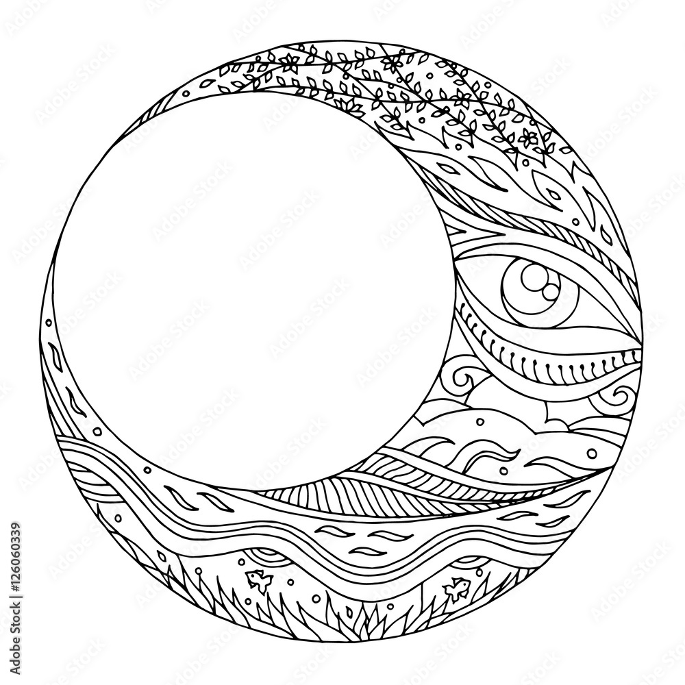 moon hand drawing vector zentangle illustration design Stock Vector ...