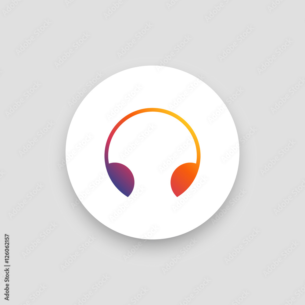Headphone icon vector, clip art. Also useful as logo, circle app icon ...